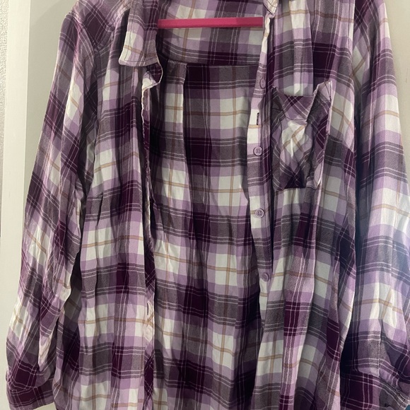 Terra & Sky | Tops | Terra Sky Lavender Plaid Shirt | Poshmark